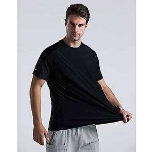 Men's Cooling Ice Silk Running Shirts Quick Dry Short Sleeve Athletic Gym T-Shirts UPF 50+ Outdoor Workout Tshirts Black