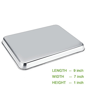 Baking Sheet Pan for Toaster Oven, Stainless Steel Baking Pans Small Metal Cookie Sheets by Umite Chef, Superior Mirror Finish Easy Clean, Dishwasher Safe, 9 x 7 x 1 inch, 3 Piece/set
