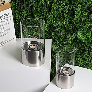 JHY DESIGN Tabletop Fire Bowl Pot 11.5''H Portable Tabletop Fireplace–Clean-Burning Bio Ethanol Ventless Fireplace（Stainless Steel）