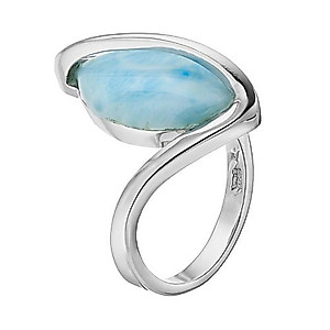 Sterling Silver Oval Larimar Twisted Ring (Size 6)