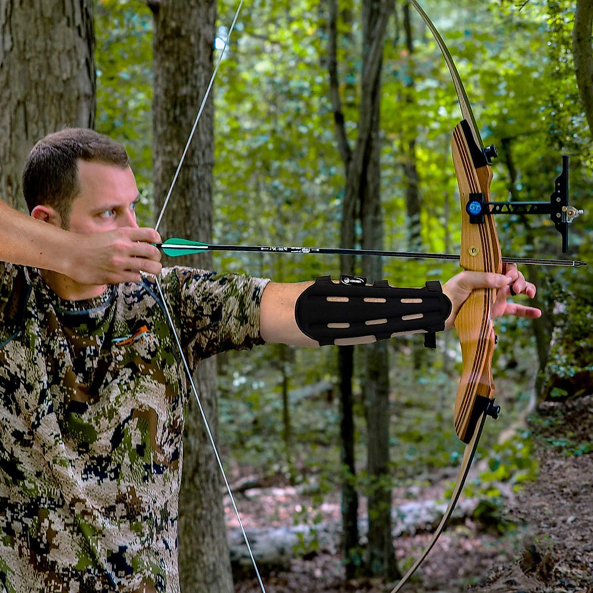 KESHES Archery Armguard Protector, Black, Adjustable Forearm Wrist Protector for Youth & Adults