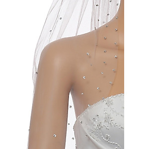 SAMKY 1T 1 Tier Stardust Star Light Rhinestone Crystal Veil - White Fingertip Length 36" V460