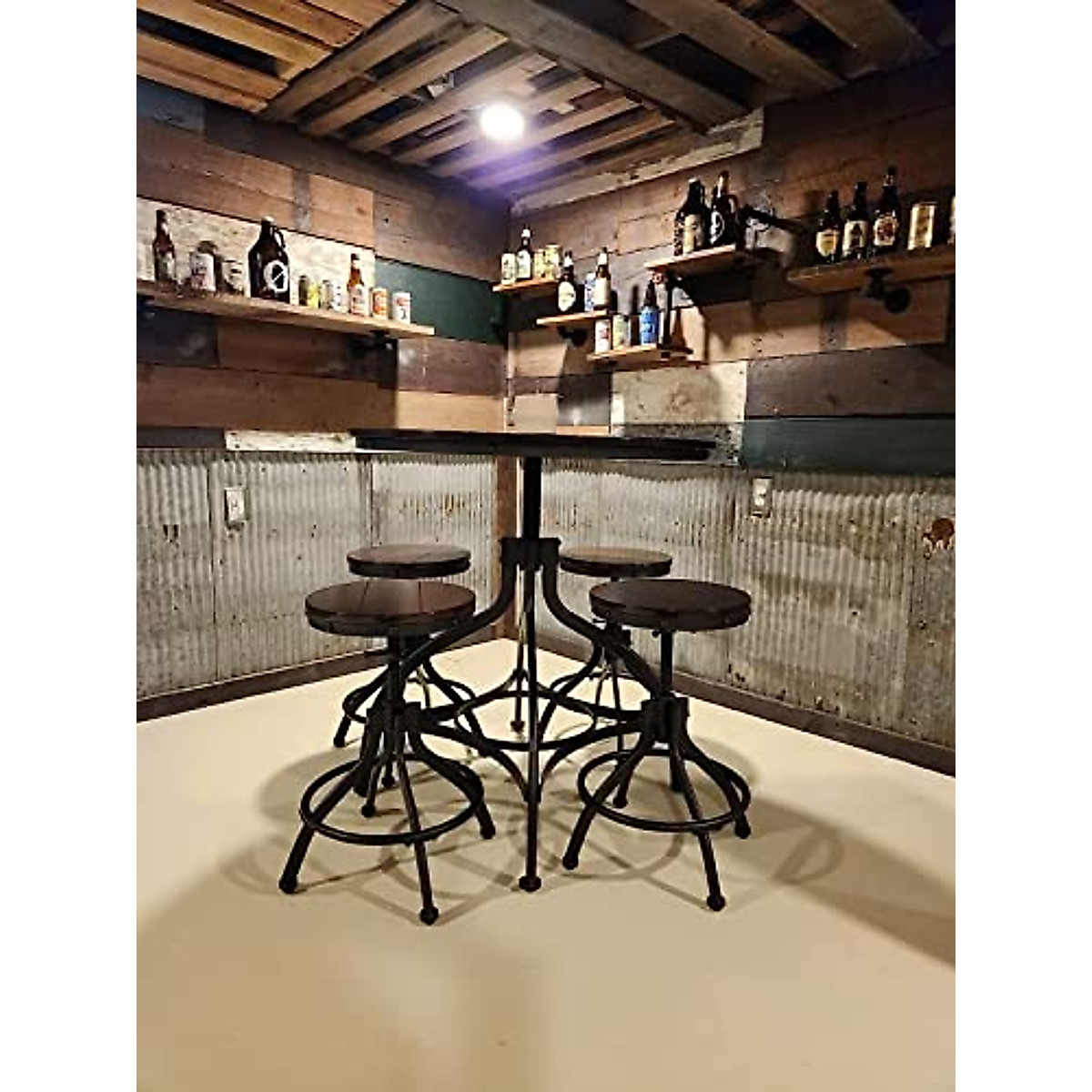 Mdjwjj Industrial Pipe Shelves Wall Mounted Rustic Floating Shelves 4 Layer Ladder Hanging Bookshelf DIY Pipe Shelving for Bedroom Office Kitchen