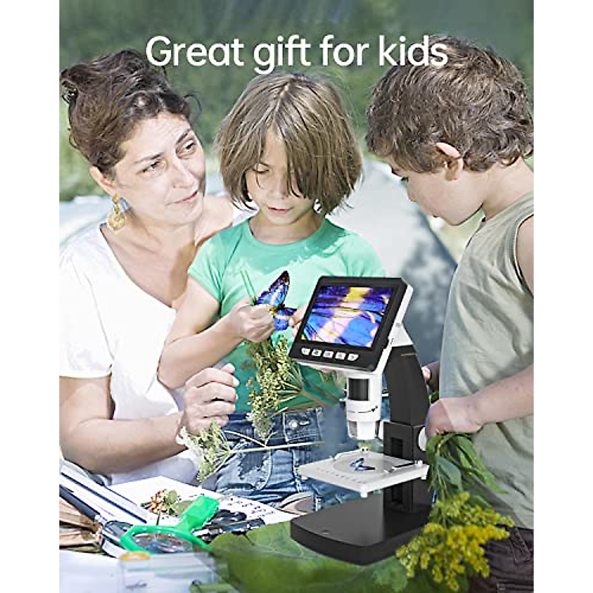LCD Dgital Microscope, Ankylin 4.3" Coin Microscope 50X-1000X, USB Digital Microscope with 8 LED Fill Lights, 32G SD Card, Electronic Microscope Compatible with Mac/Windows