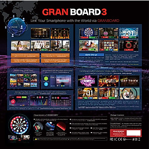Gran Board 3s LED Dartboard (Blue) with special bracket & ChoukouTip100pics & DartsSet