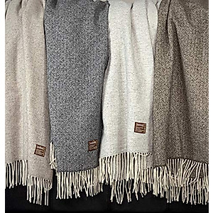 Eikei Wool Throw Blanket Geo Diamond Pattern Oversized Couch Throw Blanket Fringe Trim Soft Merino Woolen Afghan Minimalist Style Lightweight Machine Washable (Mocha, 55Wx78L)