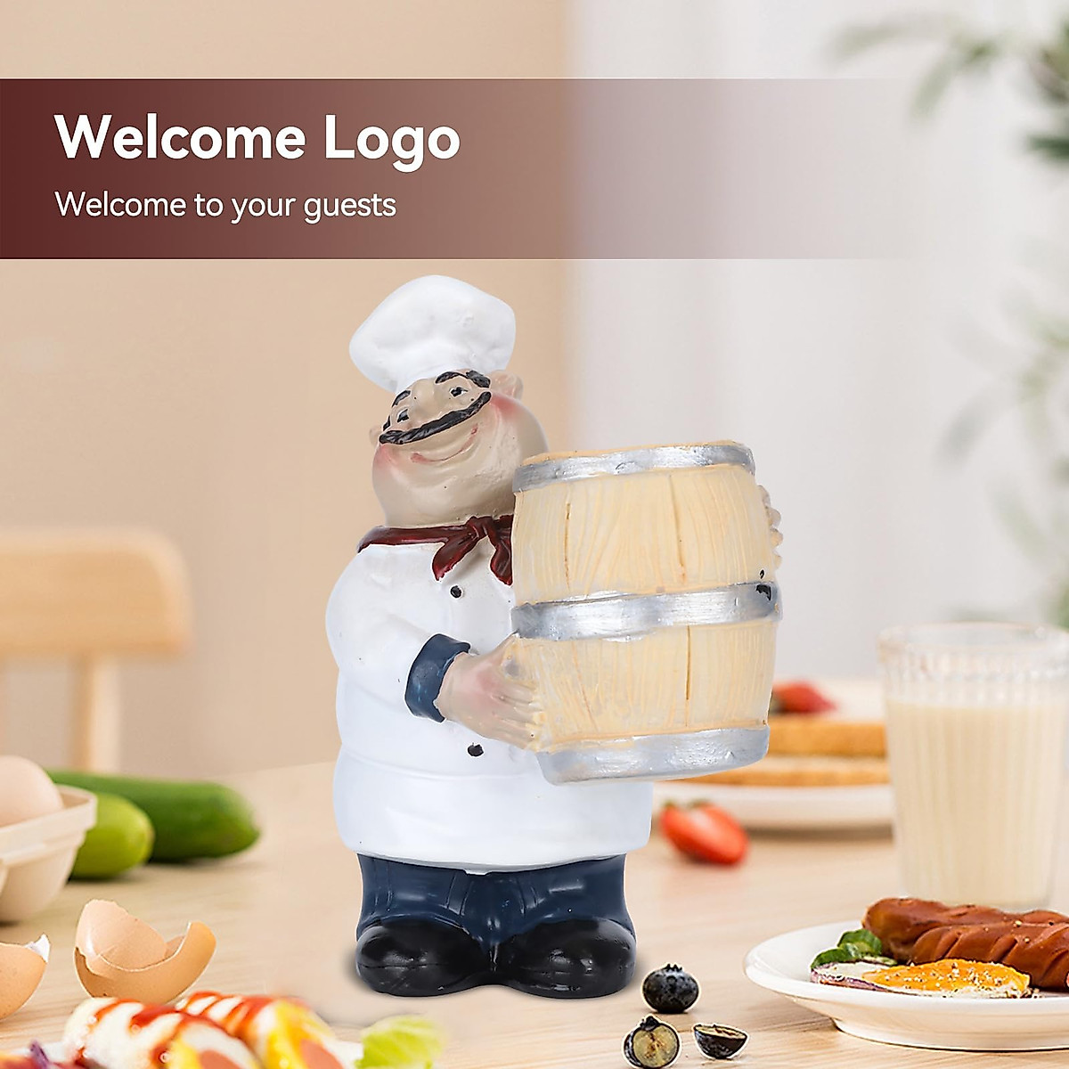 Chef Figurines Toothpick Holder, Resin Toothpick Dispenser with Italian Chef Statue for Kitchen Counter Restaurant Coffee Shop Decor