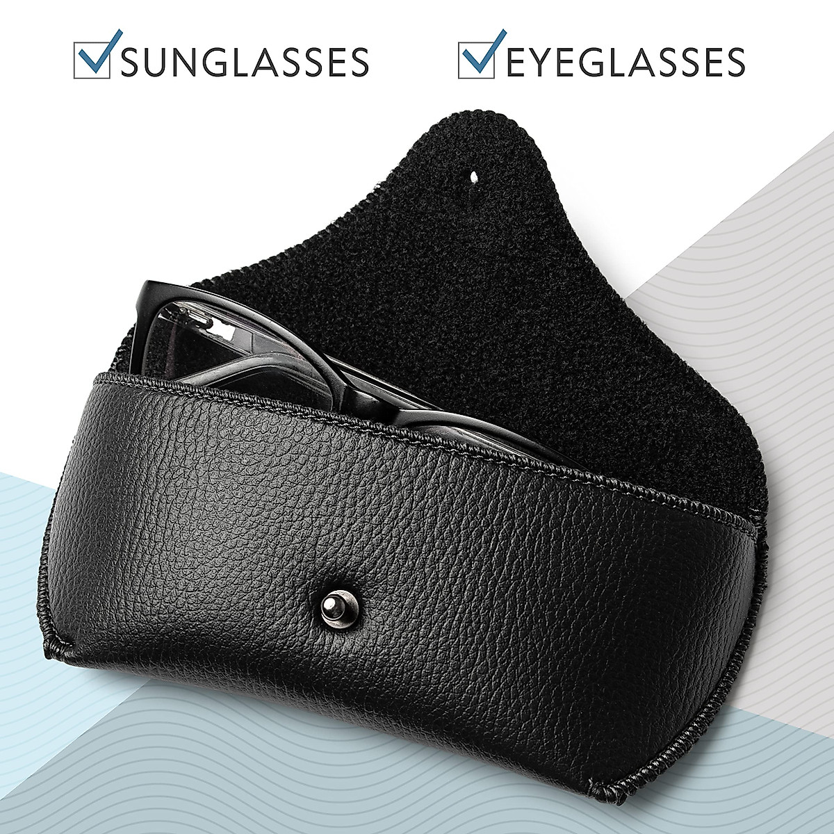 PU Leather Sunglasses Case Black, Durable Glasses Case Medium Big, Sunglass Cases, Goggles Case, Portable Sunglasses Case Slim, Spectacles Case, Knocks Protection Case