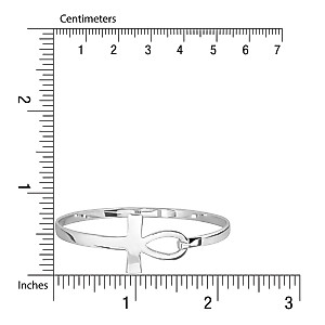 WithLoveSilver Sterling Silver 925 Ankh Cross Key of Life Bangle Bracelet