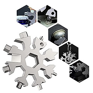 gift 18-in-1 Snowflake Multi Tool Stainless Durable and Portable Steel Multi-Tool for Indoor Outdoor Daily Tool, Great Christmas Gift (1PC Silver)