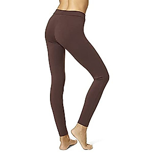 HUE Women's Wide Waistband Blackout Cotton Leggings, Assorted, Espresso, Large