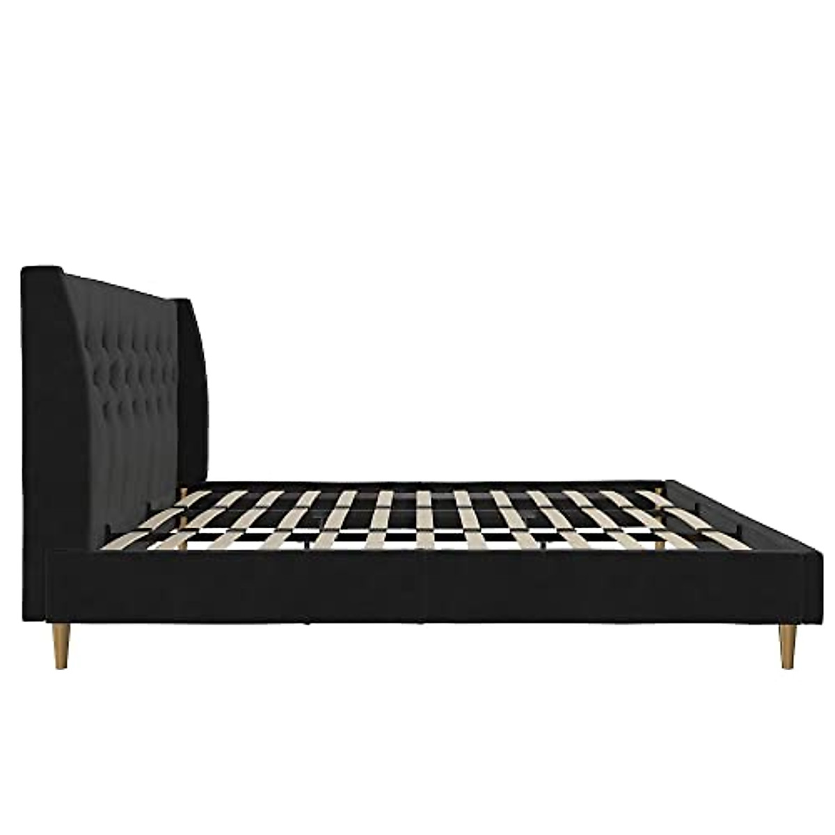 Novogratz The Her Majesty Upholstered Bed, King, Black Velvet