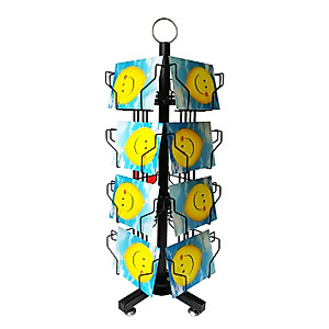 FixtrueDisplays Rotating Postcard/Greeting Card Display w/Sign Clip, 16 Horizontal Pockets (6x4") Pocket Size: 6"Wide X 4.9"High, 16 Pockets. - Black 11700