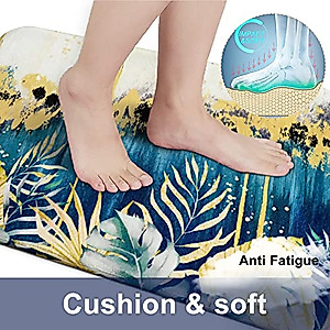 Alishomtll 4Pcs Navy Blue Shower Curtain Sets with Non-Slip Rug, Toilet Lid Cover and Bath Mat, Blue Gold Oil Painting Shower Curtain with 12 Hooks, Luxury Gorgeous Abstract Art Modern Bathroom Sets