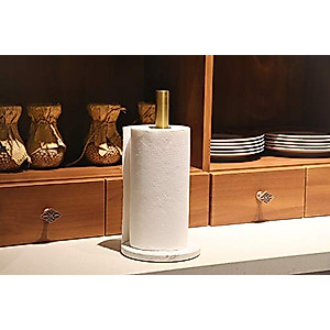 LUTAVOY Marble Paper Towel Holders Copper Plated Standing Kitchen Paper Towel Holder with Marble Base (KZ22 - Gold)