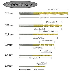 OMYZERO 60 Pcs 1.0mm,1.5mm,2.0mm,2.5mm,3.0mm,3.5mm Drill Bit Set Premium 4341 HSS Micro Drill Bits for Wood, Metal, Steel, Plastic, Aluminum Alloy