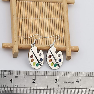Artist Paint Brush Earrings Paint Palette Charm Earrings Colorful Painter Jewelry Artist Gift Art Teacher Gifts (Artist Charm Earrings)