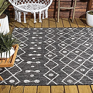 JONATHAN Y SMB131E-3 Nokat Tribal Bohemian Indoor Outdoor Area-Rug Bohemian Rustic Easy-Cleaning Bedroom Kitchen Backyard Patio Non Shedding, 3 X 5, Black/Ivory