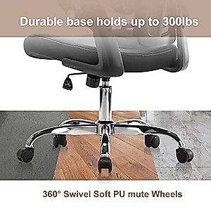 SAIBFARST Ergonomic Office Chair, PU Leather Home Desk Chair, Adjustable Height Swivel Mesh Chair Midback Computer Chair with Lumbar Support and Flip-up Armrests Executive Office Chairs