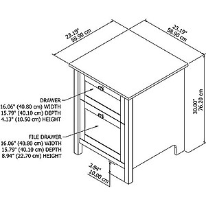 Bush Furniture Broadview File Cabinet, 23W, Pure White