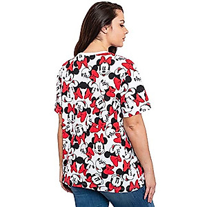 Disney Womens Plus Size T-Shirt Minnie Mouse All Over Print (White, 3X)
