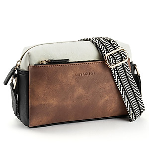 BOSTANTEN Leather Wallets budle Small Crpssbody bags fo women Brown with Black