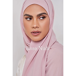 Febfim 4 PCS Muslim Women Soft Premium Solid Chiffon Hijab Scarves Shawl Long Scarf Wrap Scarves with Gift Box (Mix Color F)