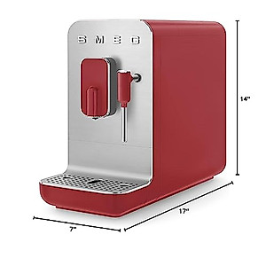 Smeg Fully Automatic Coffee Machine with Steam, Black BCC02RDMUS, Whole Bean Grinder and Titan Renew Water Tank