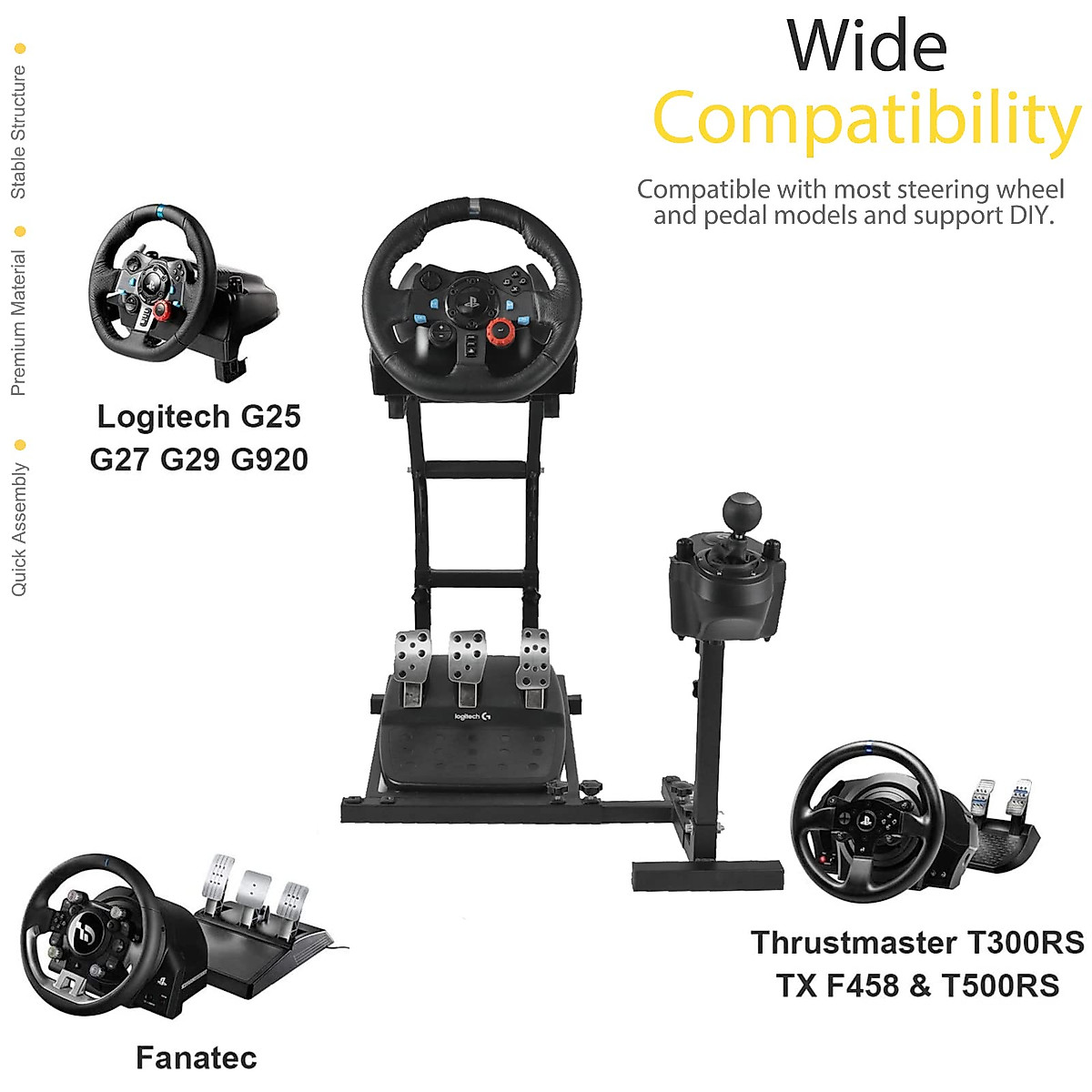 Marada Pro Racing Wheel Simulator Stand Support with V2 Stand Up Support for G29, G27 and G25 Racing Wheel Stand without Wheel, Shifter and Pedals