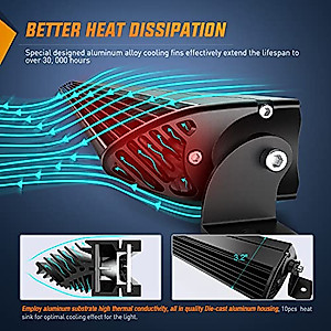 Nilight - 40005C-A 31inch 150W Spot & Flood Combo Single Row 14500LM Off Road LED Fog & Driving Roof Bumper Light Bars for Jeep Ford Trucks Boat, 2 Years Warranty