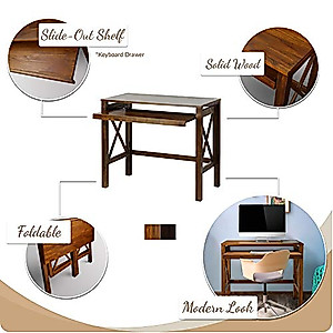 Casual Home Montego Folding Desk with Pull-Out Tray-Espresso