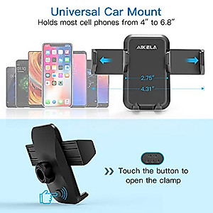 AIKELA Car Phone Mount, 3 in 1 Cell Phone Holder for Car Dashboard Windshield Air Vent with Washable Strong Sticky Gel Suction Pad, One-Click Release Button, Compatible with iPhone, Samsung, LG, Moto