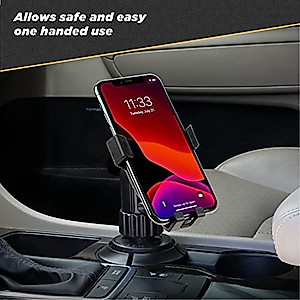 Scosche GHCUPM-SP1 GravityDrop Cup Phone Holder Mount with Phone Weight Triggered Adjustable Arms, Universal for Most Vehicle Cup Holders, Black