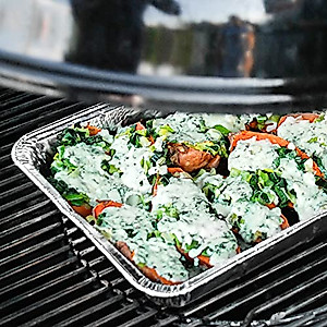 Roponan Disposable Aluminum Foil Grill Topper Pans, Grill Grate Liners, BBQ Grill Accessories for Outdoor Cooking and Camping - Prevents Food from Falling into Grill or Sticking to Grate (15 Pack)