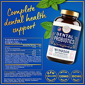 Oral Probiotics for Teeth and Gums - 3BN CFU Lactobacillus Salivarius Acidophilus Rhamnosus Streptococcus - Bad Breath Treatment for Adults - 45 Chewable Mint Dental Probiotic Tablets for Women & Men