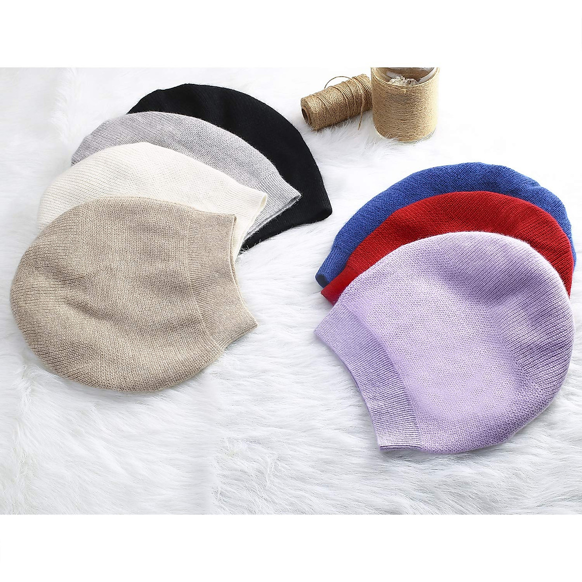 WaySoft Pure 100% Cashmere Beanie for Women in a Gift Box, Oversized Women Beanie Hat, Bring Warm and Luxury to Your Loved Ones, Perfect (Black)