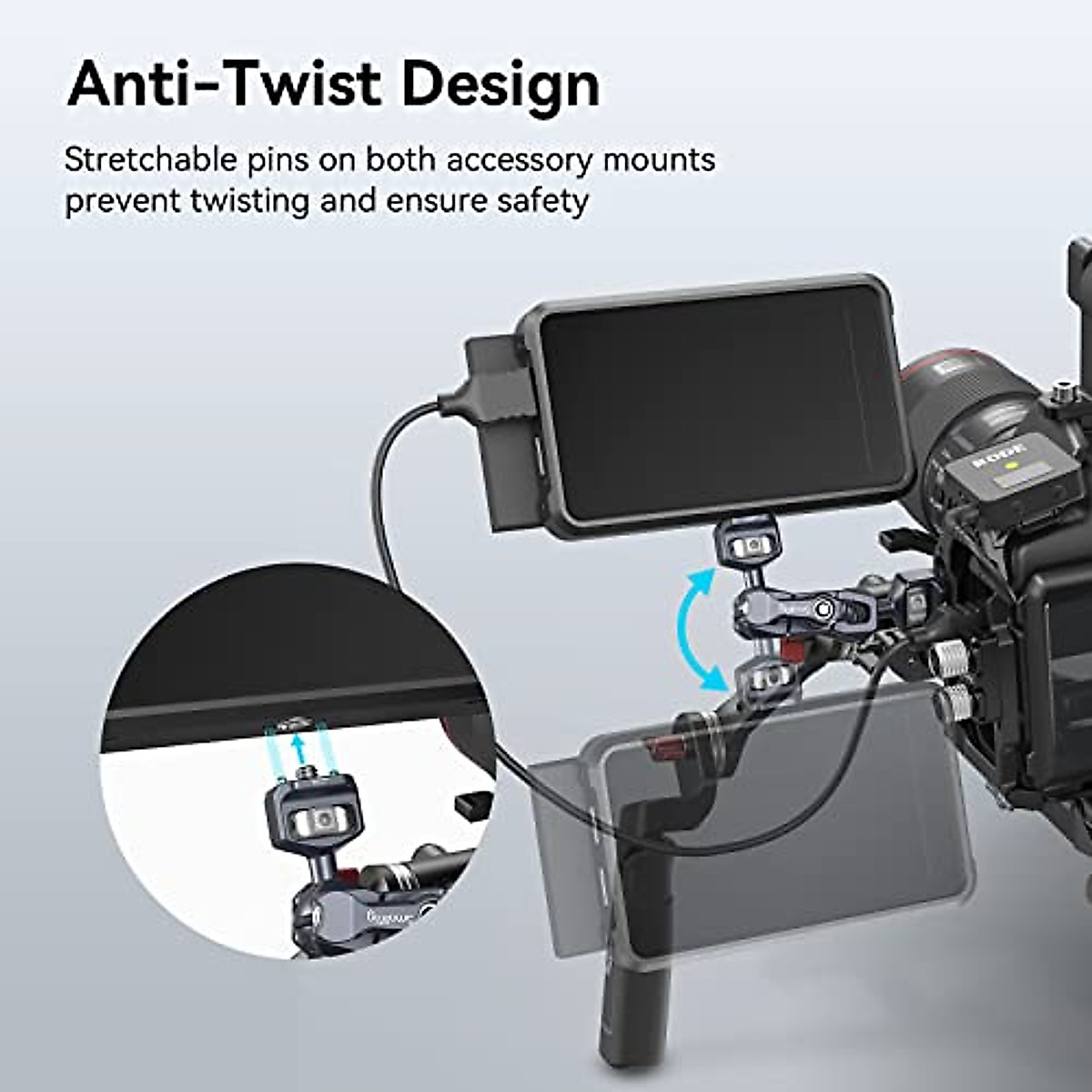 SmallRig Camera Magic Arm, Flexible Articulating Arm with 1/4” Screws, Field Monitor Mount with Dual Ballhead, Aluminum - 3873