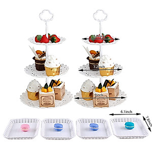 Set of 6 PCS Plastic Party Cake Stand and Cupcake Holder Fruits Dessert Display Plate Table Decoration for Wedding Birthday Party Celebration (Round)