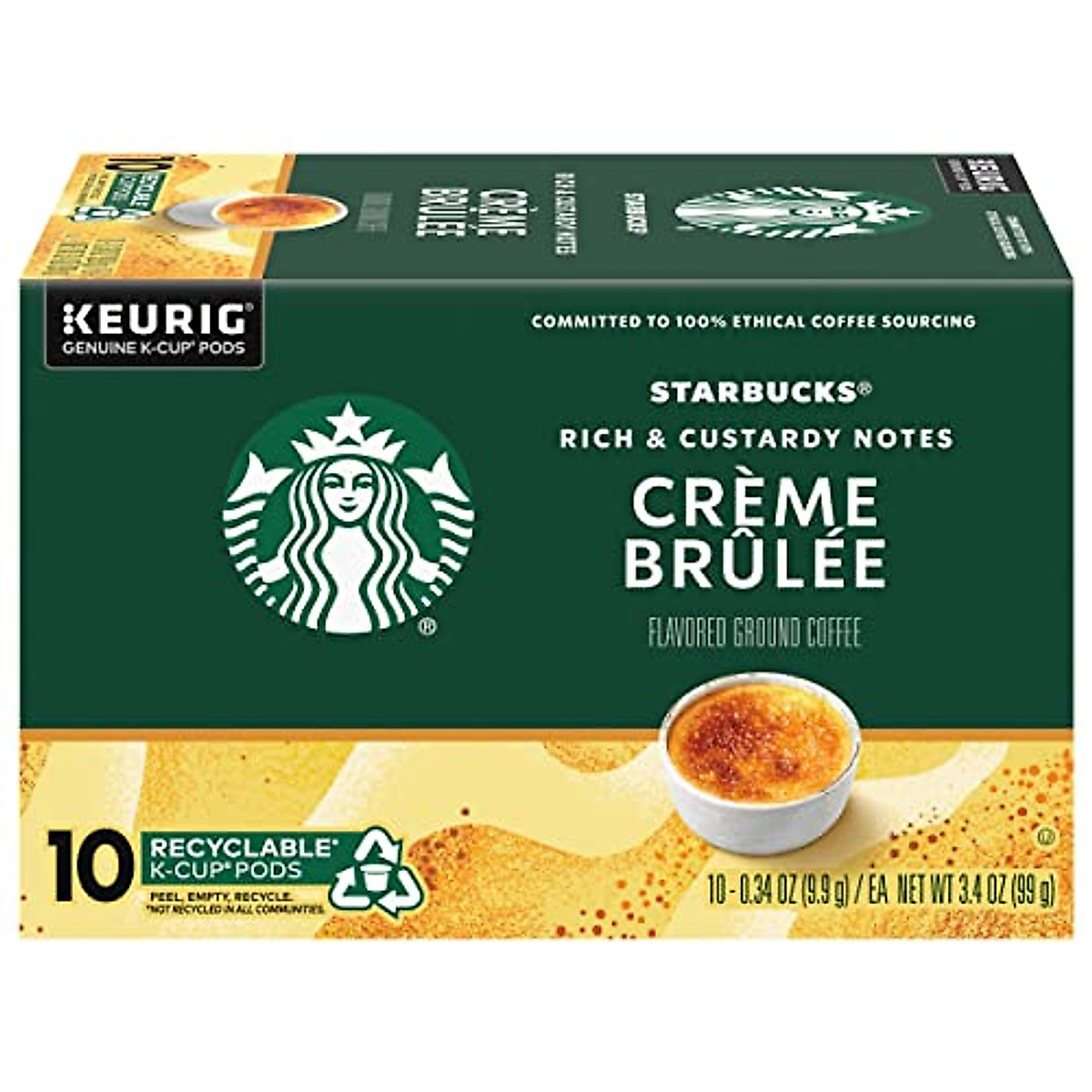 Starbucks Crème Brulée Flavored Blonde Roast Single Cup Coffee for Keurig Brewers, 10 Count - Pack of 2
