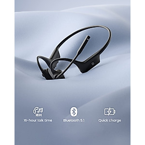 SHOKZ OpenComm UC Bone Conduction Bluetooth Stereo Computer Headset with Loop110 USB-C Adapter-Wireless PC Headphones with Noise-Canceling Boom Microphone for Home Office Use,with Bookmark