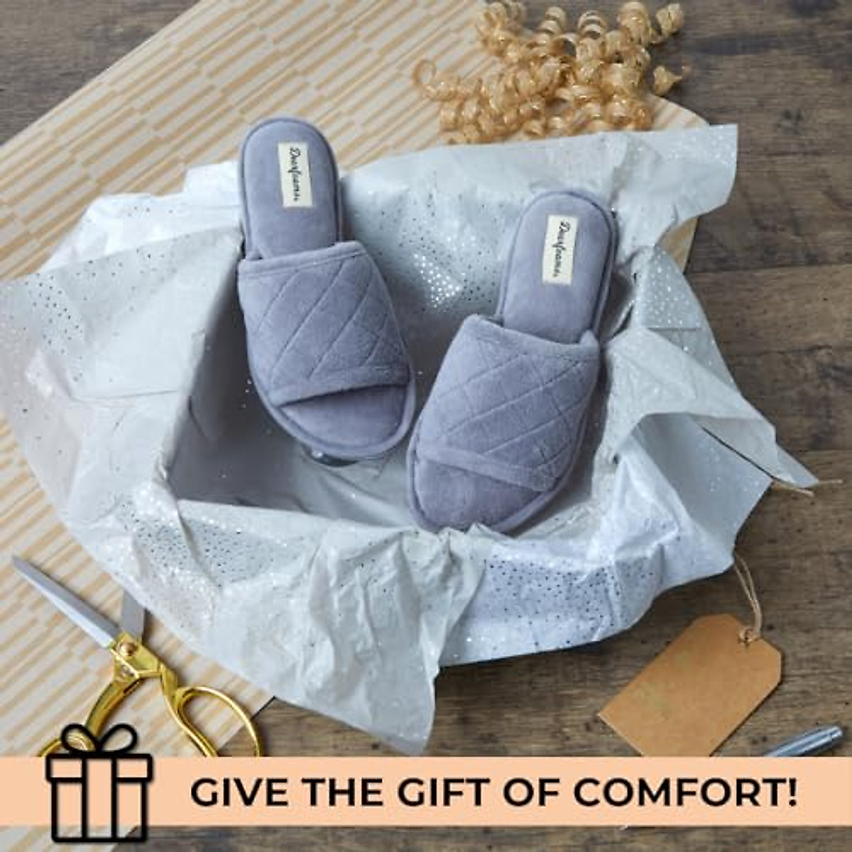 Dearfoams Women's Beatrice Side Gore Slide Slipper, Iceberg, X-Large