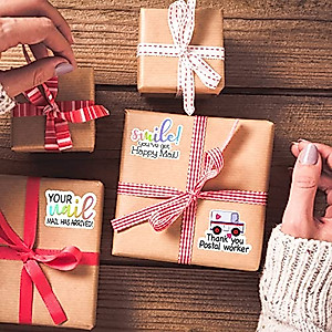 Wailozco Smile You’ve Got Happy Mail Stickers,Thank You Stickers,Handmade Stickers,Small Shop Stickers,Envelopes Stickers for Small Business, Online Retailers,Handmade Goods,500 Labels Per Roll