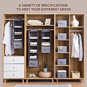 XJ-HOME Wardrobe Cotton Linen Storage Hanging Bag Clothes Organizer Multi-Layer Drawer Multifunctional Hanger Rack for Bedroom or Rack,Dark Gray
