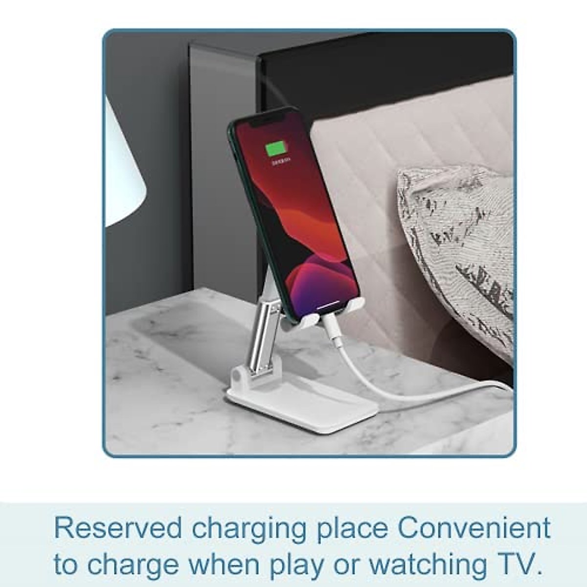 ChashenHa-Cell Phone Stand，Desktop Phone Stand ，Portable Folding Phone Stand, Foldable and Angle-Adjustable Height-elevating Holder, Suitable for All Smartphones and iPhones，（White）-2