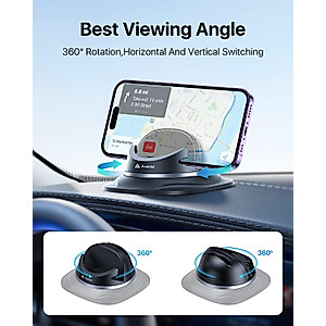 andobil Newest Car Phone Holder Mount, Stable & Silicone Phone Mount for Car, 360° Rotatable Dashboard Cell Phone Holder, Car Phone Stand Compatible with iPhone 15 Pro Max/14/13/12, Samsung S24/23/22
