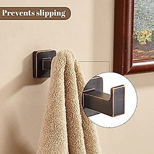 FORBATH Bronze Towel Hooks，Bathrooms Coat Hooks Wall Mounted，Oil Rubbed Square Wall Hooks Robe Hooks 2 Pieces Stainless Steel Bathroom Accessories