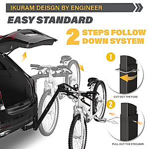 IKURAM R 2 Bike Rack Bicycle Carrier Racks Hitch Mount Double Foldable Rack for Cars Truck SUV Fits 2" Hitch Receiver, Including Anti-Rattle Hitch Tightener
