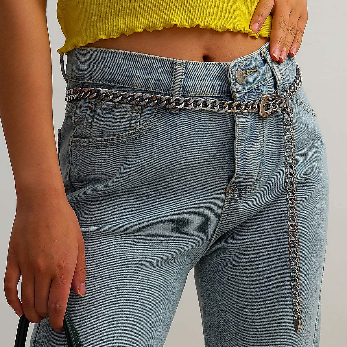 Chain Belts for Women Waist Chain Belt Chain Chunky Jewelry for Women Teen Girls (Silver-39)