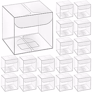 200 Pcs Clear Favor Boxes 2 x 2 x 2 Inches Clear Plastic Gift Box PET Clear Treat Boxes Clear Party Favor Containers Candy Boxes Packaging Transparent Cube Boxes for Birthday Party Baby Shower Wedding