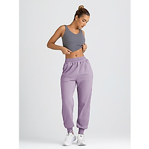 Yovela Sweatpants Women Baggy High Waisted Sweat Pants Fall Clothes Casual Joggers Y2k Aesthetic 2025 Winter Spring Fashion Trendy Warm Outfits Cute Comfy Tall Trousers with Pockets Purple L